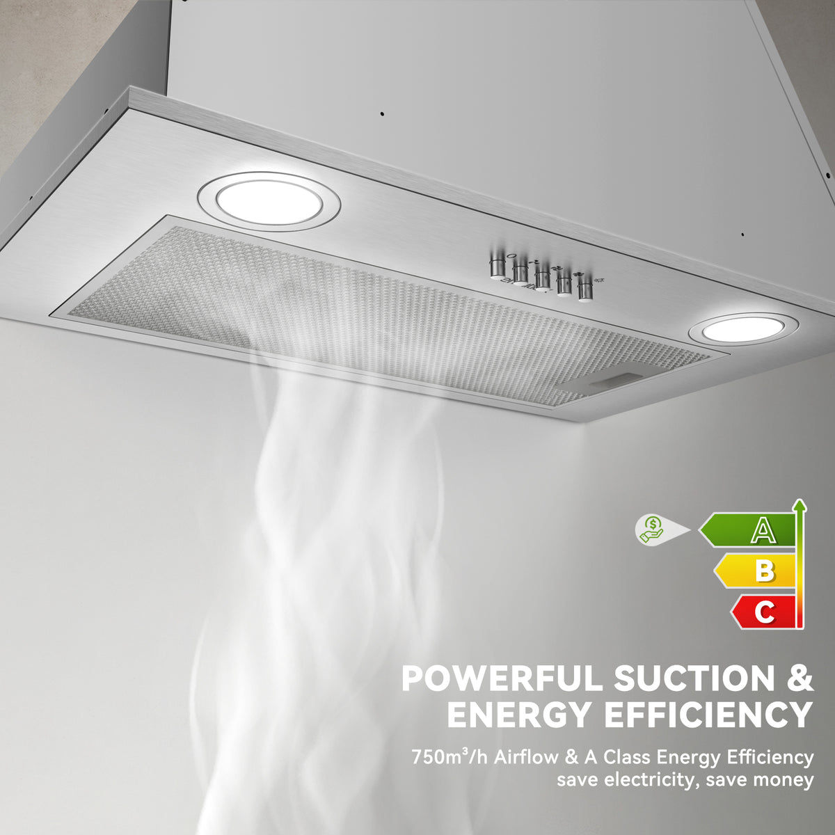 Hermitlux Extractor Hood 52cm Built-in, Exhaust/Recirculation, 750m³/h